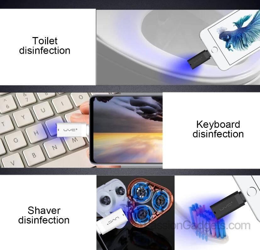 Mini UVC+ Portable Mobile Phone UV Sterilizer disinfect uvc LED light ...
