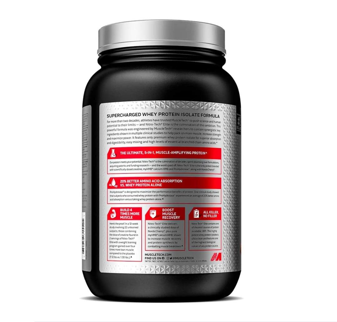 MuscleTech Nitro Tech Elite Whey Protein Isolate 2.2lbs 998g 23 ...