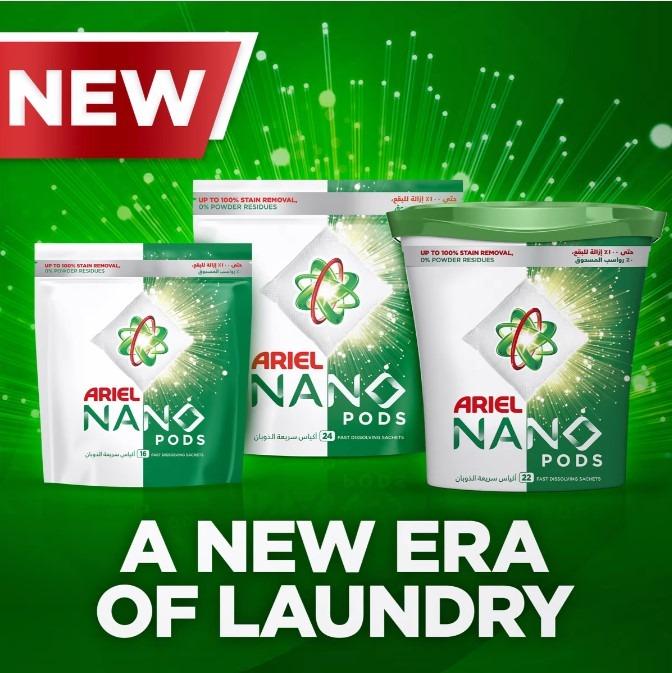 NEW! ARIEL NANO PODS, 100% Stain Removal, Fast Dissolving Sachets x 5 ...