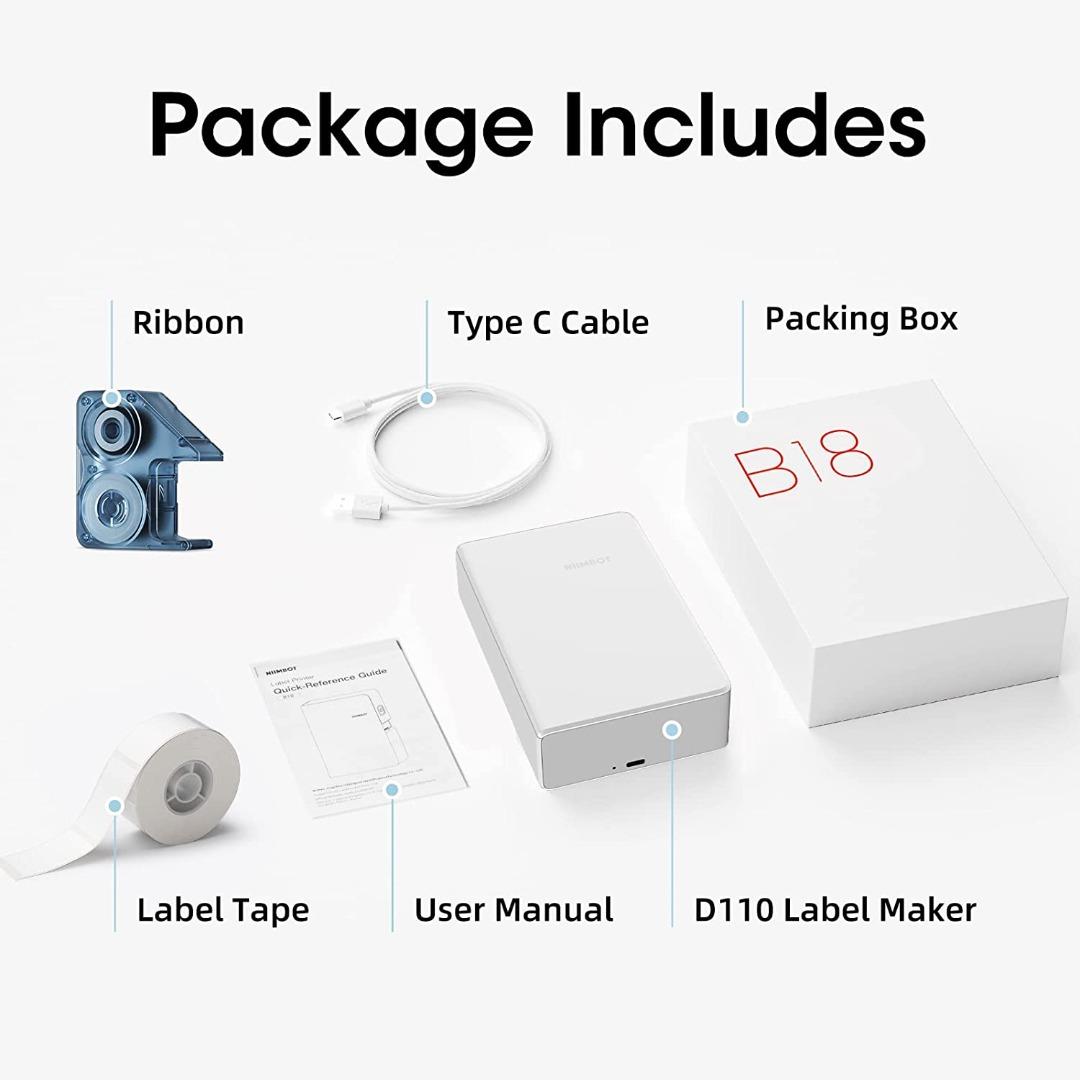 NIIMBOT B18 Colour Label Printer, Wireless Bluetooth Connection, Mobile ...