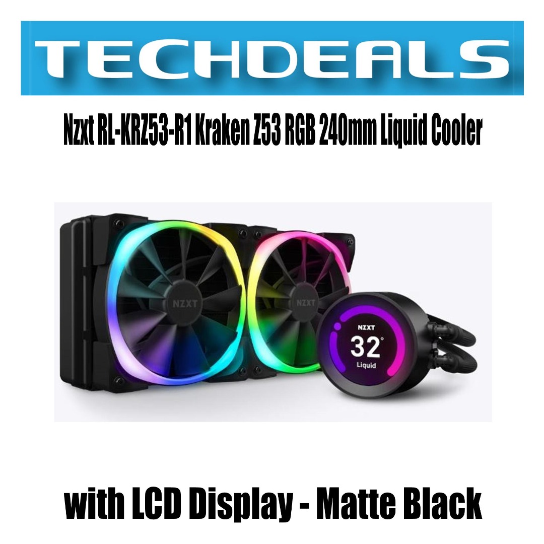Nzxt RL-KRZ53-R1 Kraken Z53 RGB 240mm Liquid Cooler with LCD Display ...
