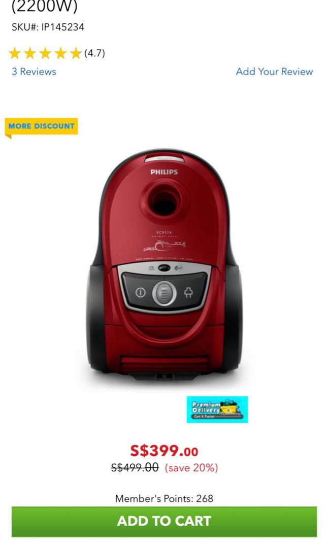 PHILIPS FC9174 VACUUM CLEANER (2200W) Condition 8/10 $90, TV & Home ...