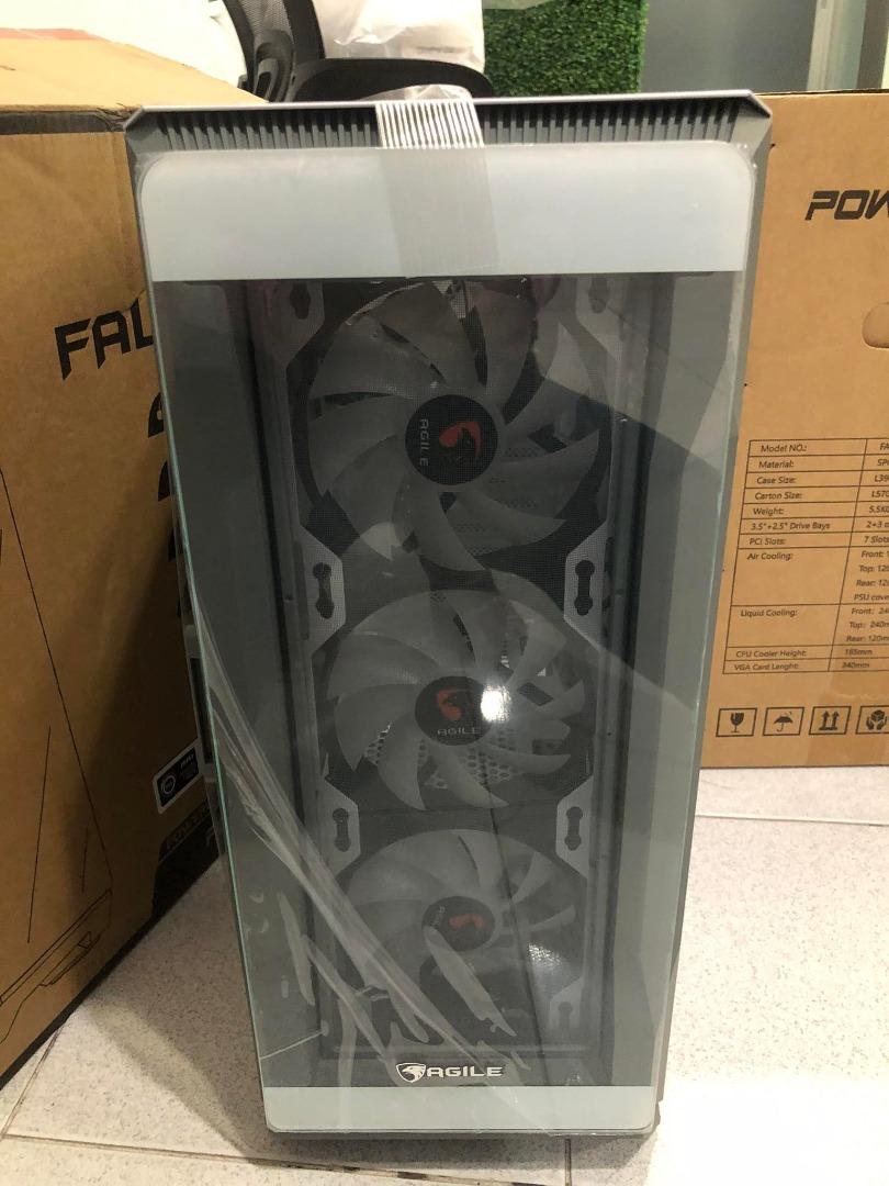 Powerlogic Falcon Agile Tempered Glass Gaming RGB PC Case White ...