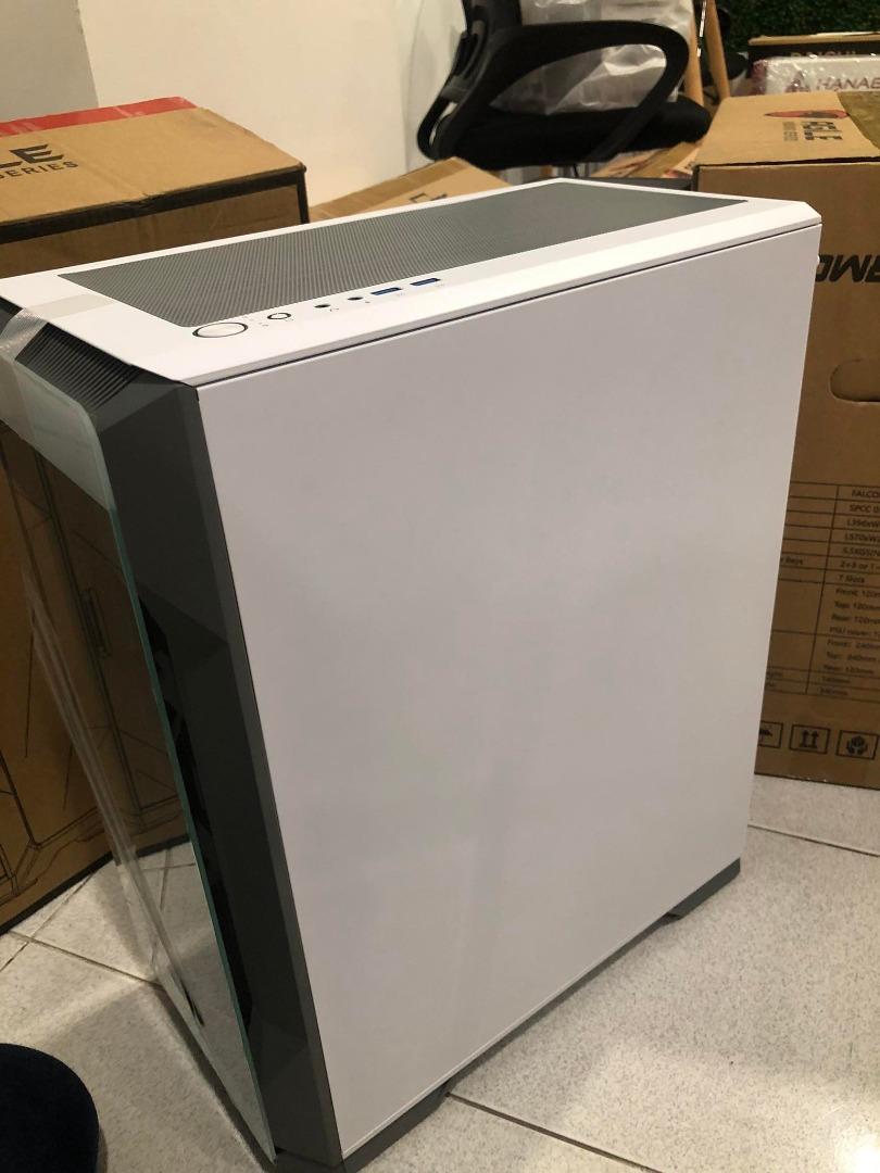 Powerlogic Falcon Agile Tempered Glass Gaming RGB PC Case White ...