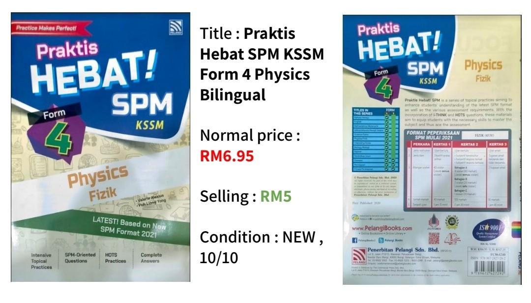 PRAKTIS HEBAT SPM KSSM FORM 4 PHYSICS BILINGUAL, Hobbies & Toys, Books ...