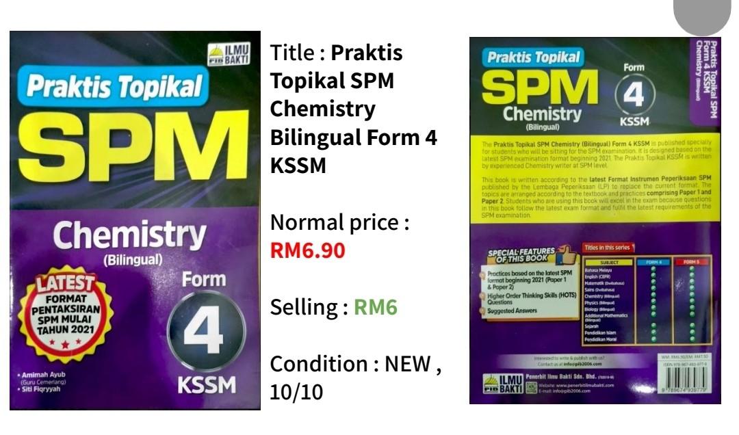 PRAKTIS TOPIKAL SPM CHEMISTRY BILINGUAL FORM 4 KSSM, Hobbies & Toys ...