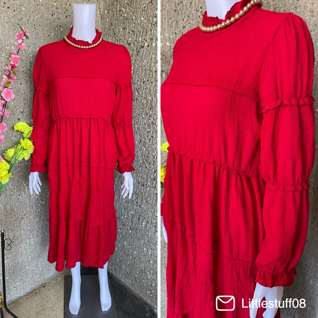 Red Tier Maxi Dress, Women's Fashion, Dresses & Sets, Dresses on Carousell