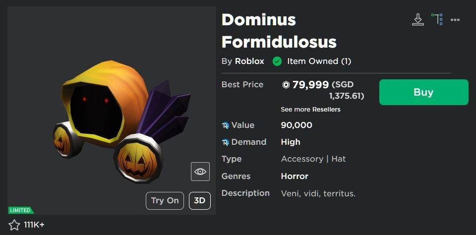 Roblox Limited - Dominus Formidulosus (Form), Video Gaming, Gaming ...