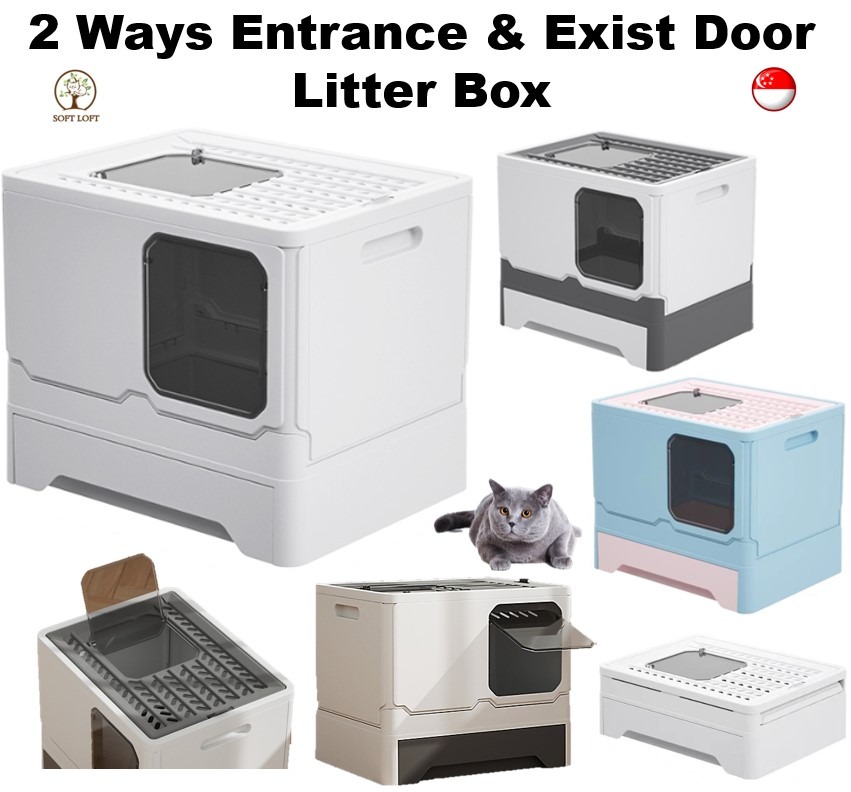[SG STOCK] 2 ways front door entrance and exist foldable cat litter box ...