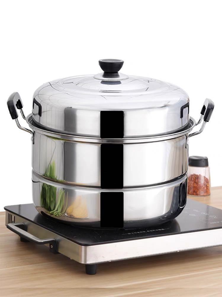 Stainless Steel 38cm Diameter Steamer 2 layers, Furniture & Home Living, Kitchenware & Tableware ...