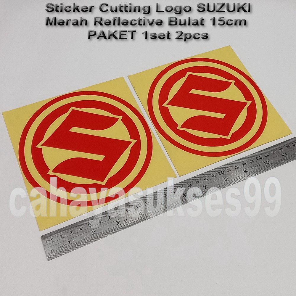 Sticker SUZUKI Bulat 15cm Merah Reflective Cutting Sticker Body Motor ...