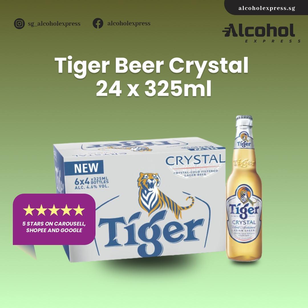 Tiger Beer Crystal 24 x 325ml, Food & Drinks, Alcoholic Beverages on Carousell