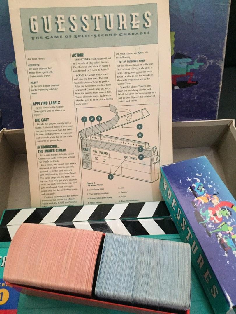 VINTAGE 1990 GUESSTURES CHARADES BOARD GAME, Hobbies & Toys, Toys ...