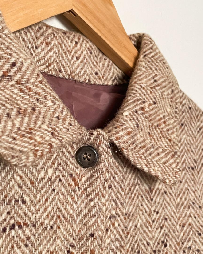 Vintage Herringbone Weave Jacket in Light Brown, Women's Fashion, Coats ...