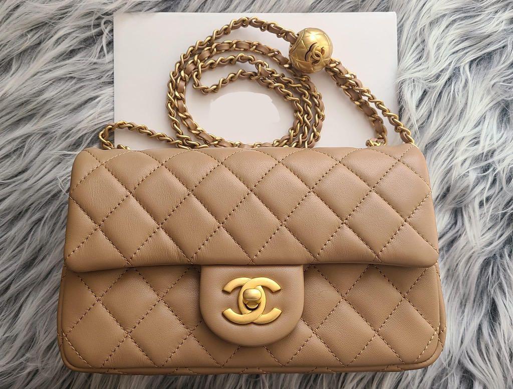 22B Chanel Pearl Crush Beige Mini Rectangle, Luxury, Bags & Wallets on ...