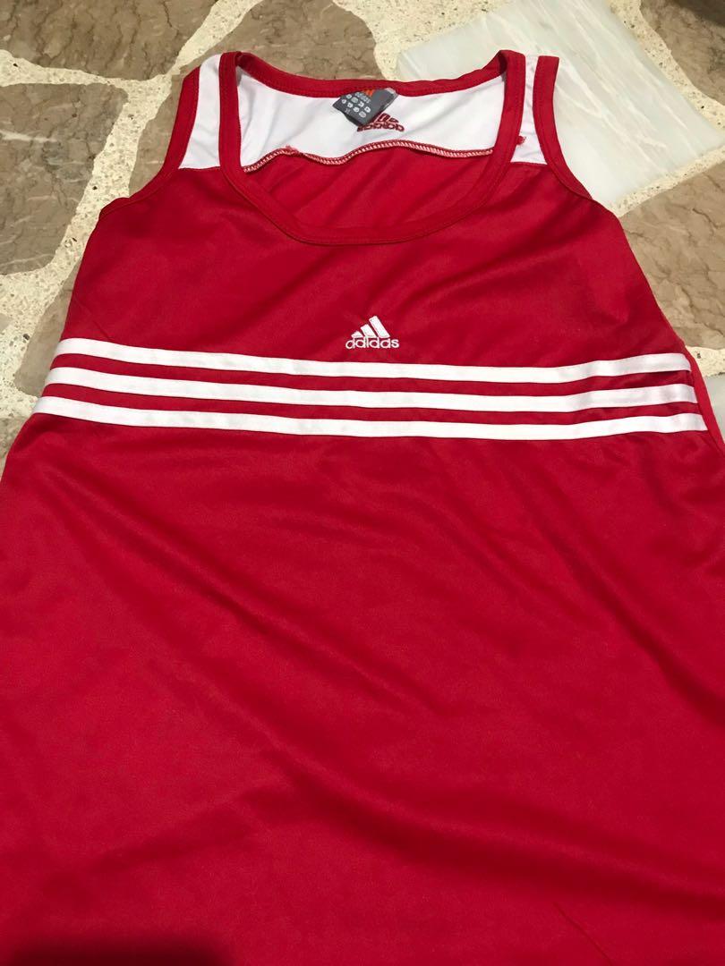 Adidas red sports wear attire top, Women's Fashion, Activewear on Carousell