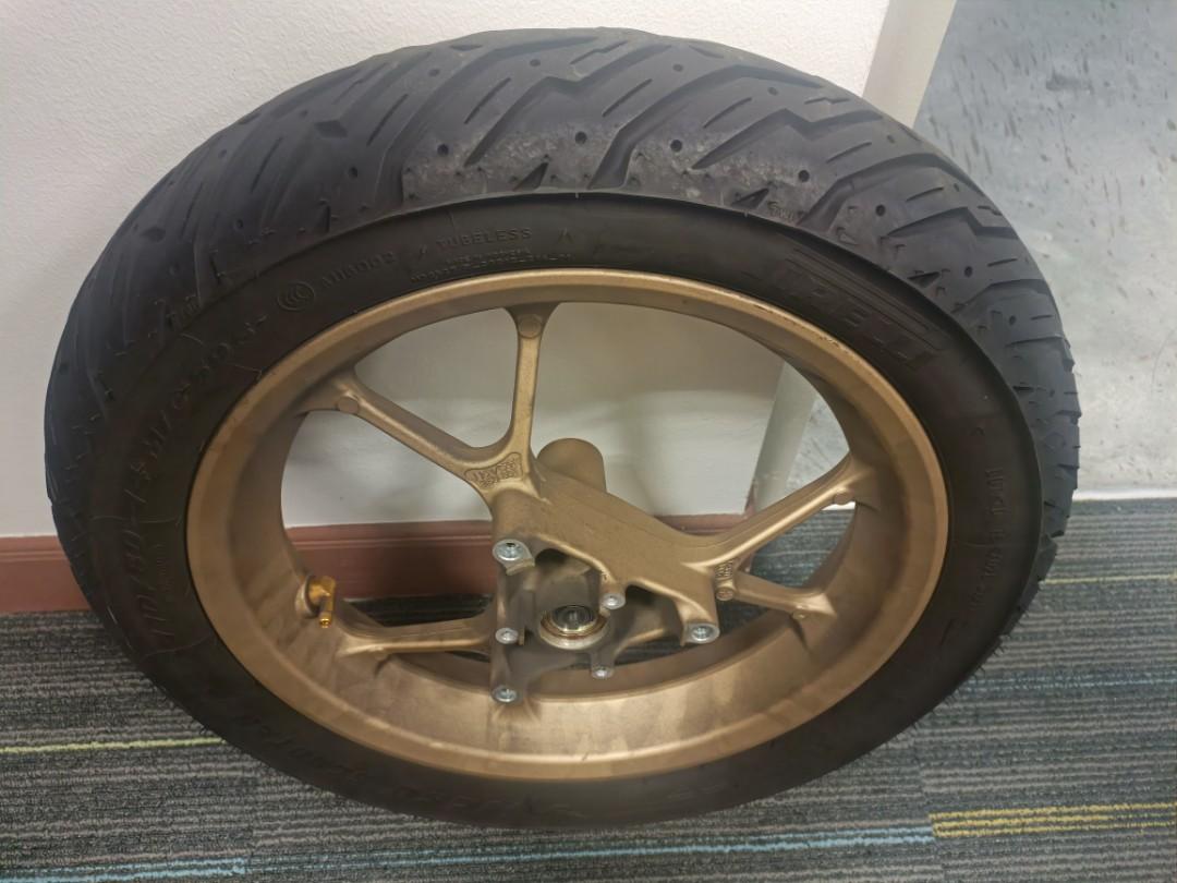 Aerox Original Front & Rear Rim and Tyre, Motorcycles, Motorcycle ...