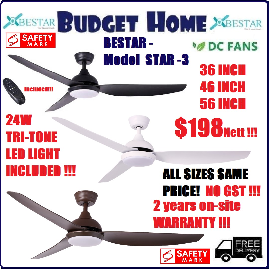 Dc Ceiling Fan // Bestar fan with light, Furniture & Home Living ...