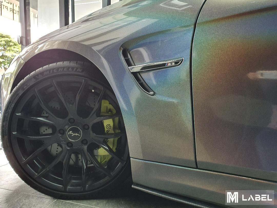 BMW F30 Full Vinyl Wrap - Holographic Metallic Grey, Car Accessories ...