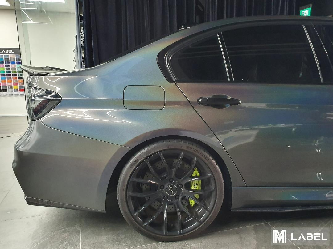 BMW F30 Full Vinyl Wrap - Holographic Metallic Grey, Car Accessories ...