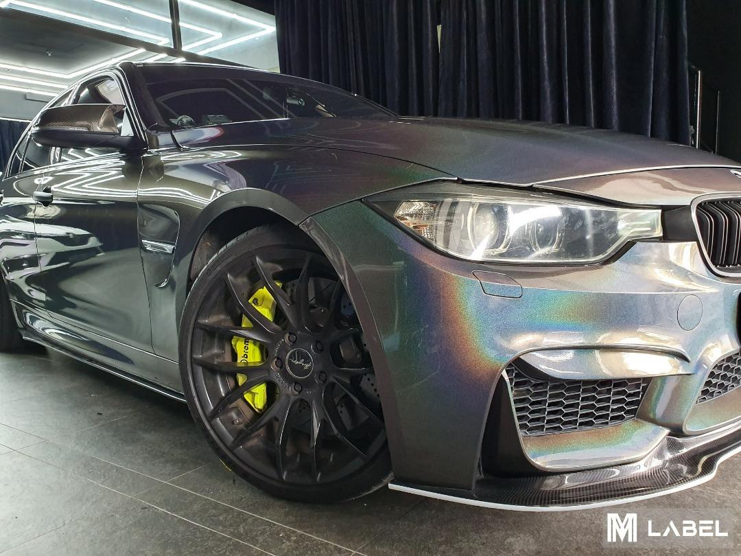 BMW F30 Full Vinyl Wrap - Holographic Metallic Grey, Car Accessories ...