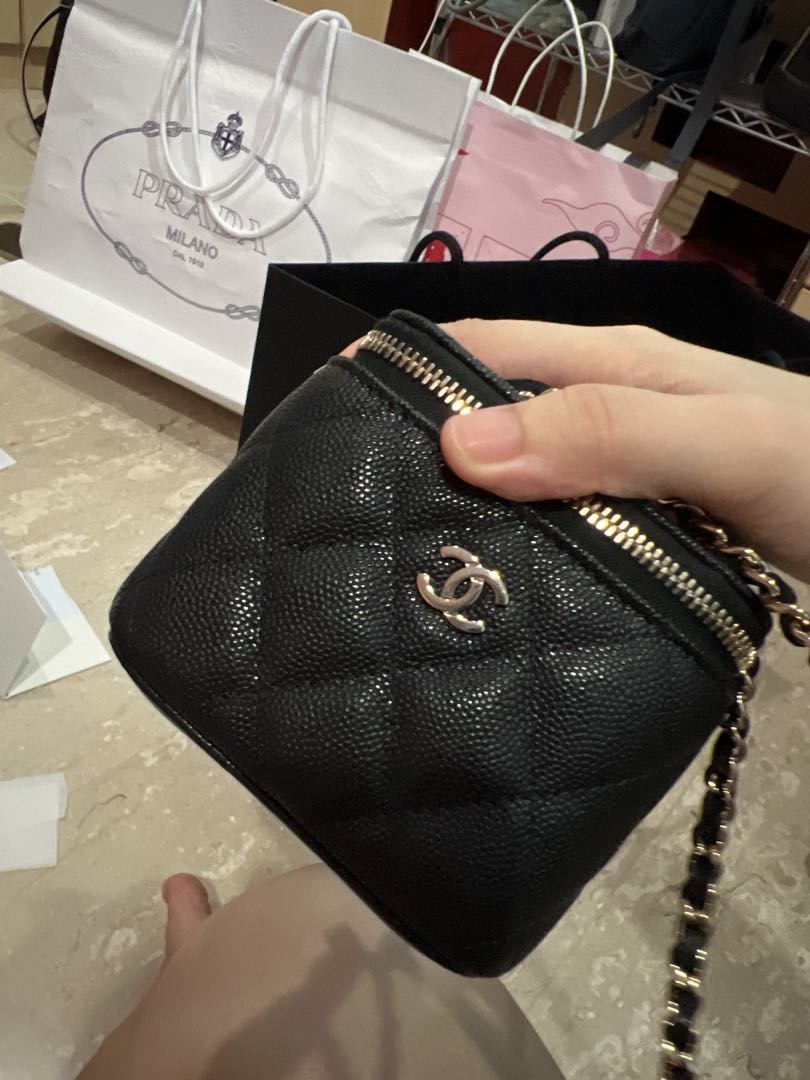 BN Authentic Chanel Mini Vanity in Light Gold Hardware Caviar, Luxury ...