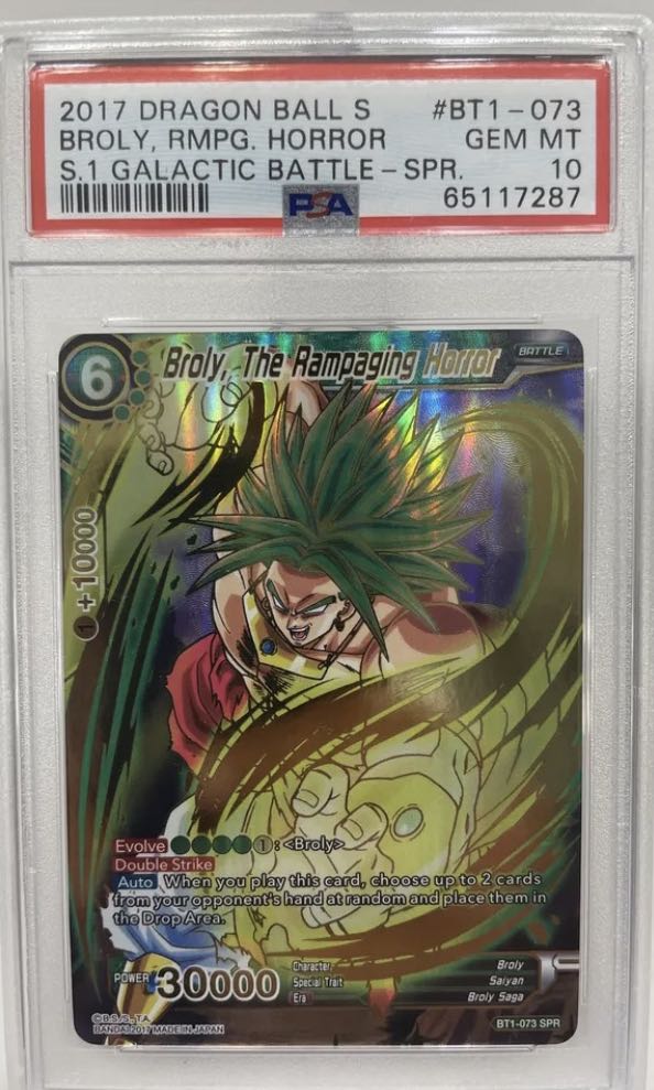 Broly, The Rampaging Horror SPR PSA 10 - Dragon Ball Super BT-01 ...
