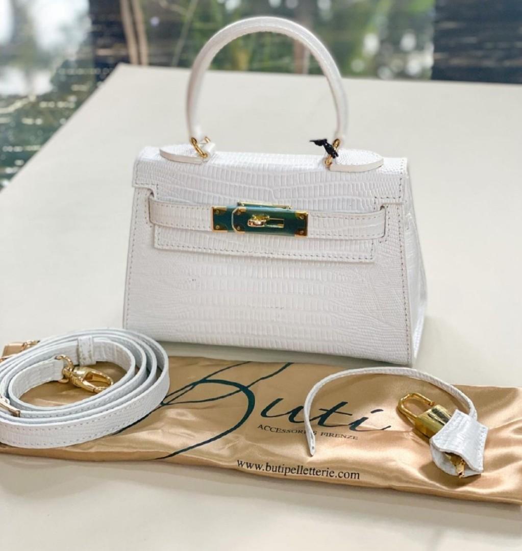 Buti Bag Mini Kelly White Croc Stamped, Luxury, Bags & Wallets on Carousell