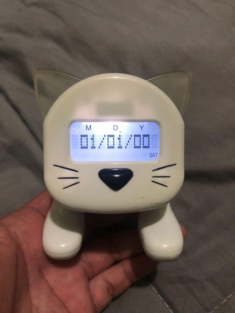 Cute robo neko cat desk alarm clock, Furniture & Home Living, Home ...