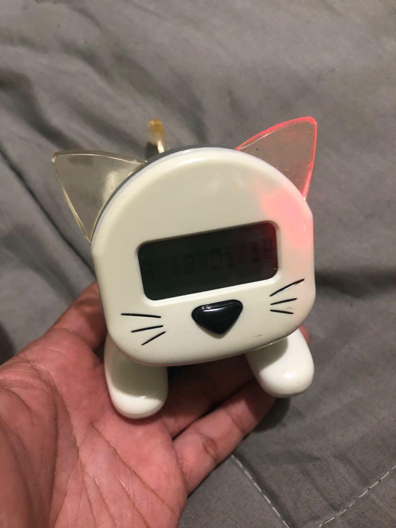 Cute robo neko cat desk alarm clock, Furniture & Home Living, Home ...