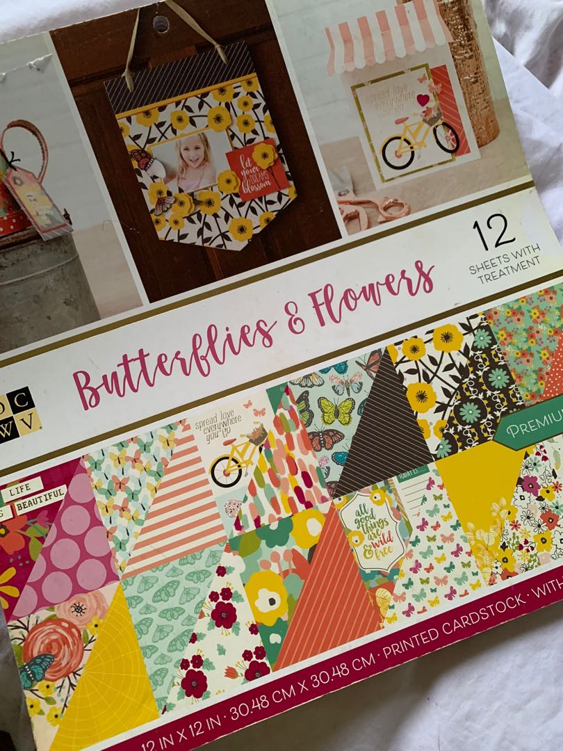 dcwv 12x12 cardstock paper butterflies & flowers premium stack craft ...