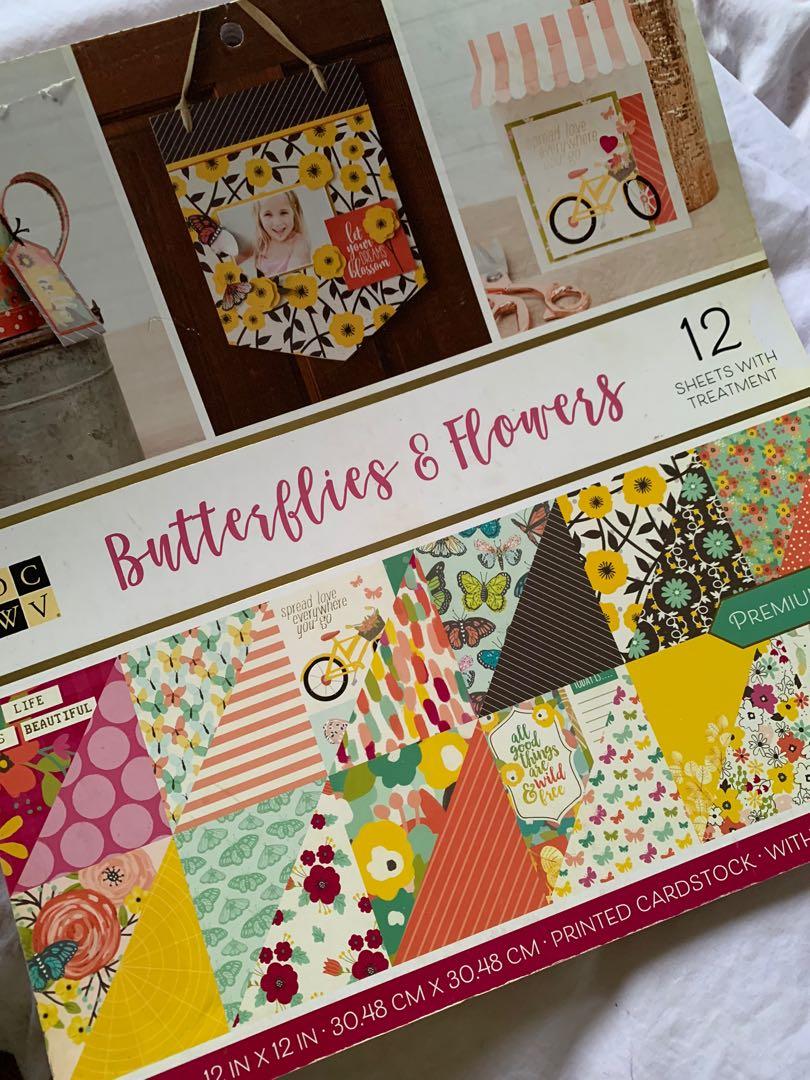 dcwv 12x12 cardstock paper butterflies & flowers premium stack craft ...