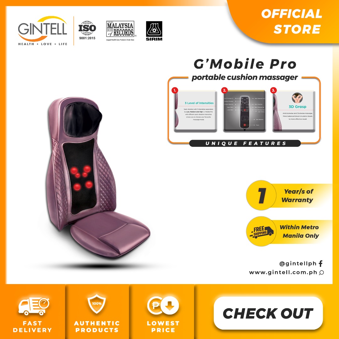 GINTELL G'Mobile Pro Half Body Cushion Massager, Health & Nutrition ...