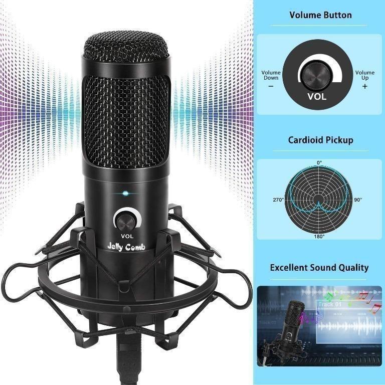 Jelly Comb USB Professional Condenser Podcasting Microphone Kit with ...