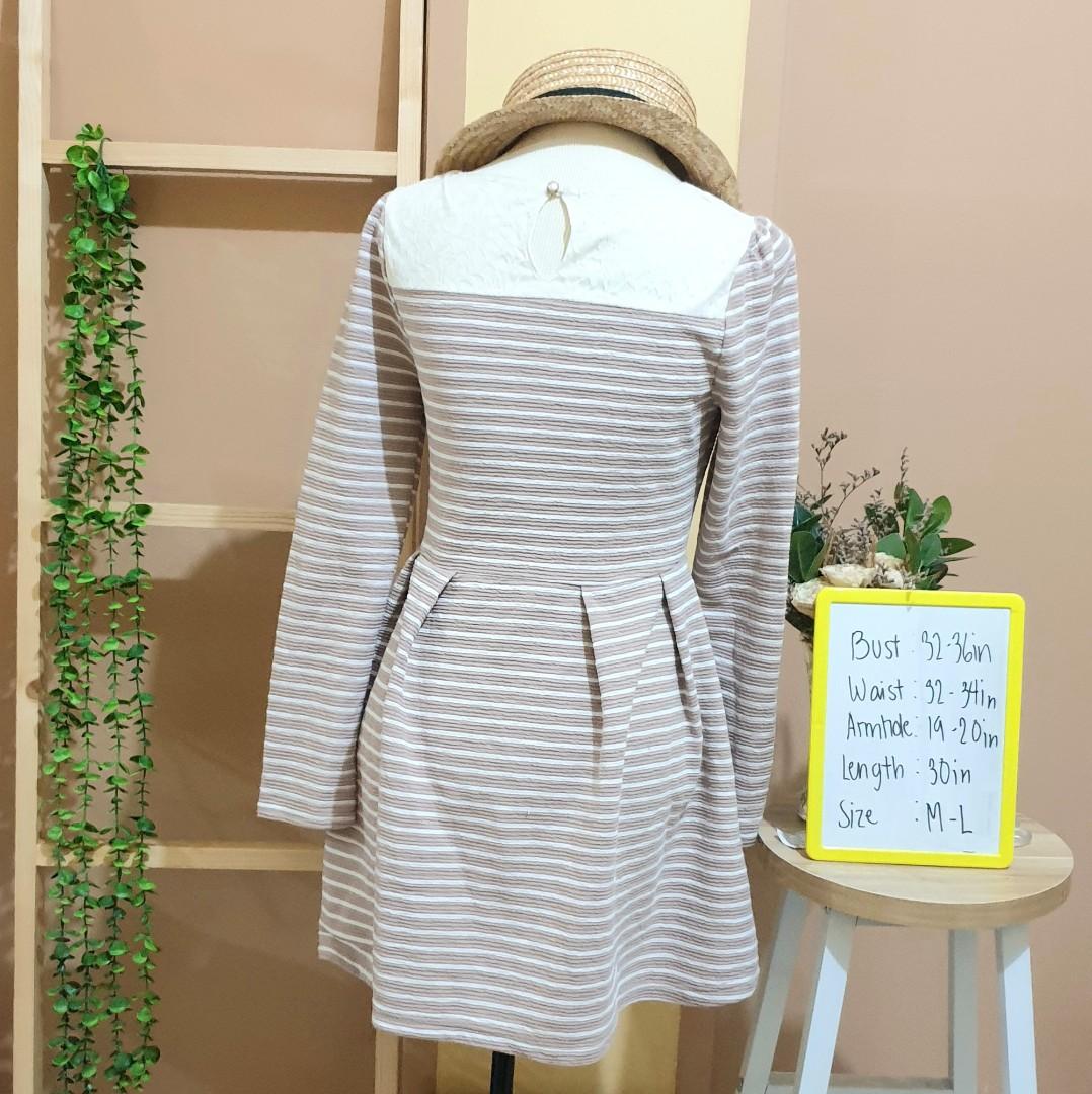 korean style japanese anime dress stripes long sleeves midi medium to ...