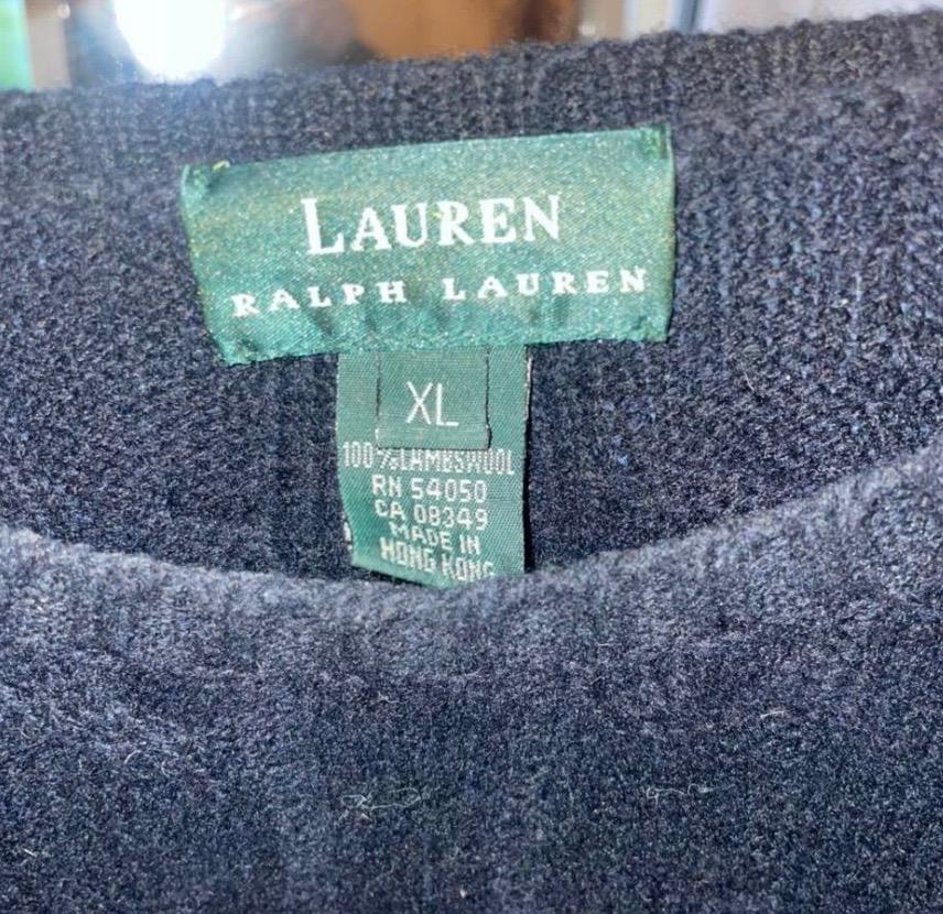 lauren ralph lauren RLL cable knit black sweater cardigan pullover ...