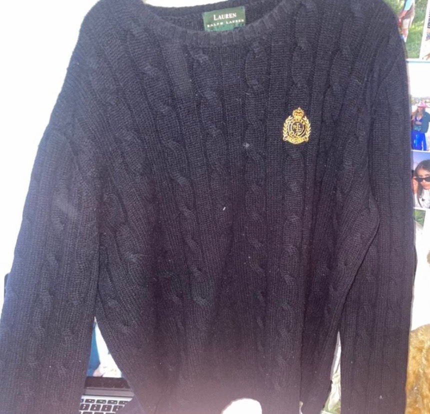 lauren ralph lauren RLL cable knit black sweater cardigan pullover ...