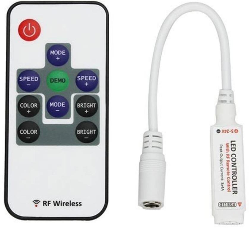 LitaElek RGB LED Strip Controller w/RF Remote Control 5.5mm x 2.1mm DC ...