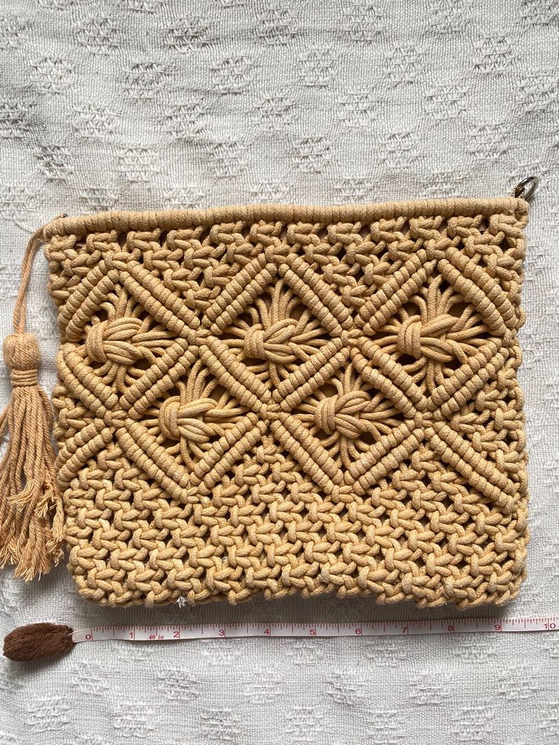 Macrame clutch bag, Women's Fashion, Bags & Wallets, Clutches on Carousell