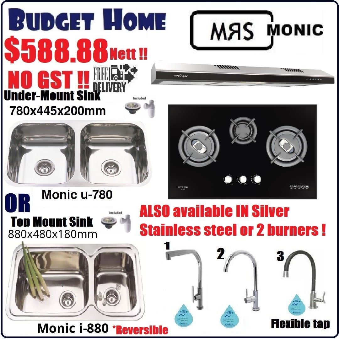 Kitchen sink // hood and hob // Monic Aerogaz Kitchen package ...