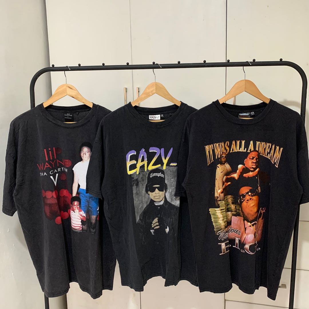 Oversized Rap Tees Album Shirts - Lil Wayne, Eazy E, Biggie, Men's ...