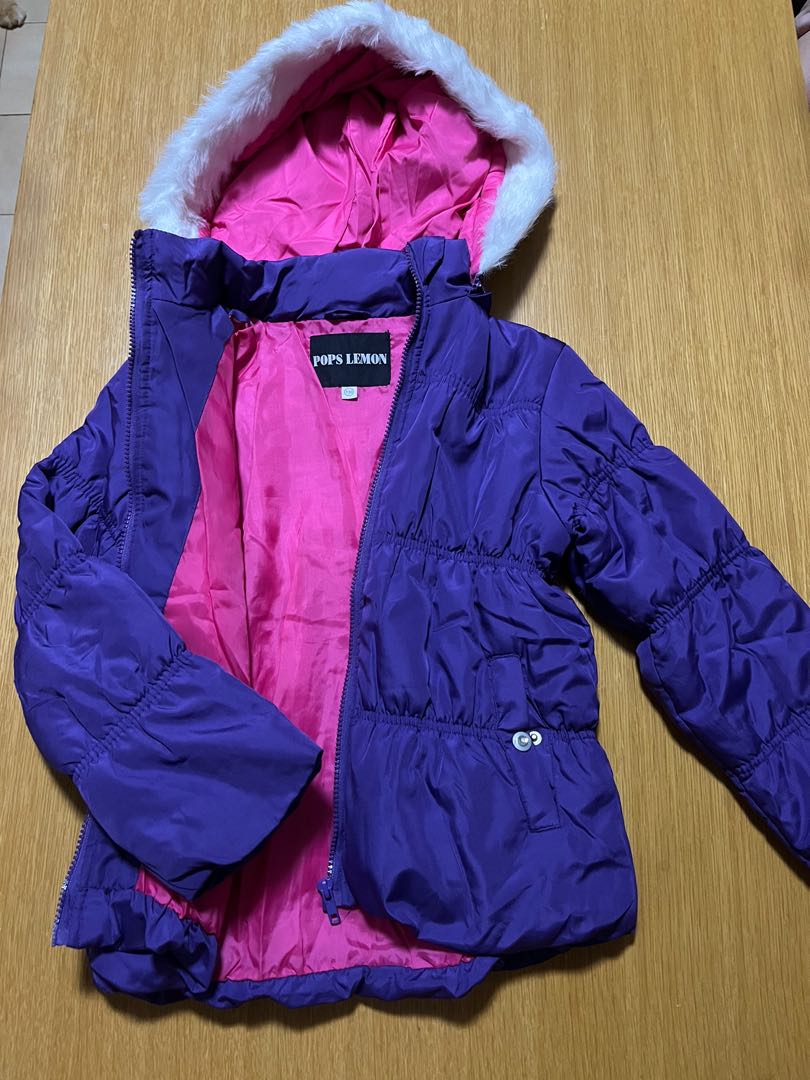 Purple winter jacket, Babies & Kids, Babies & Kids Fashion on Carousell