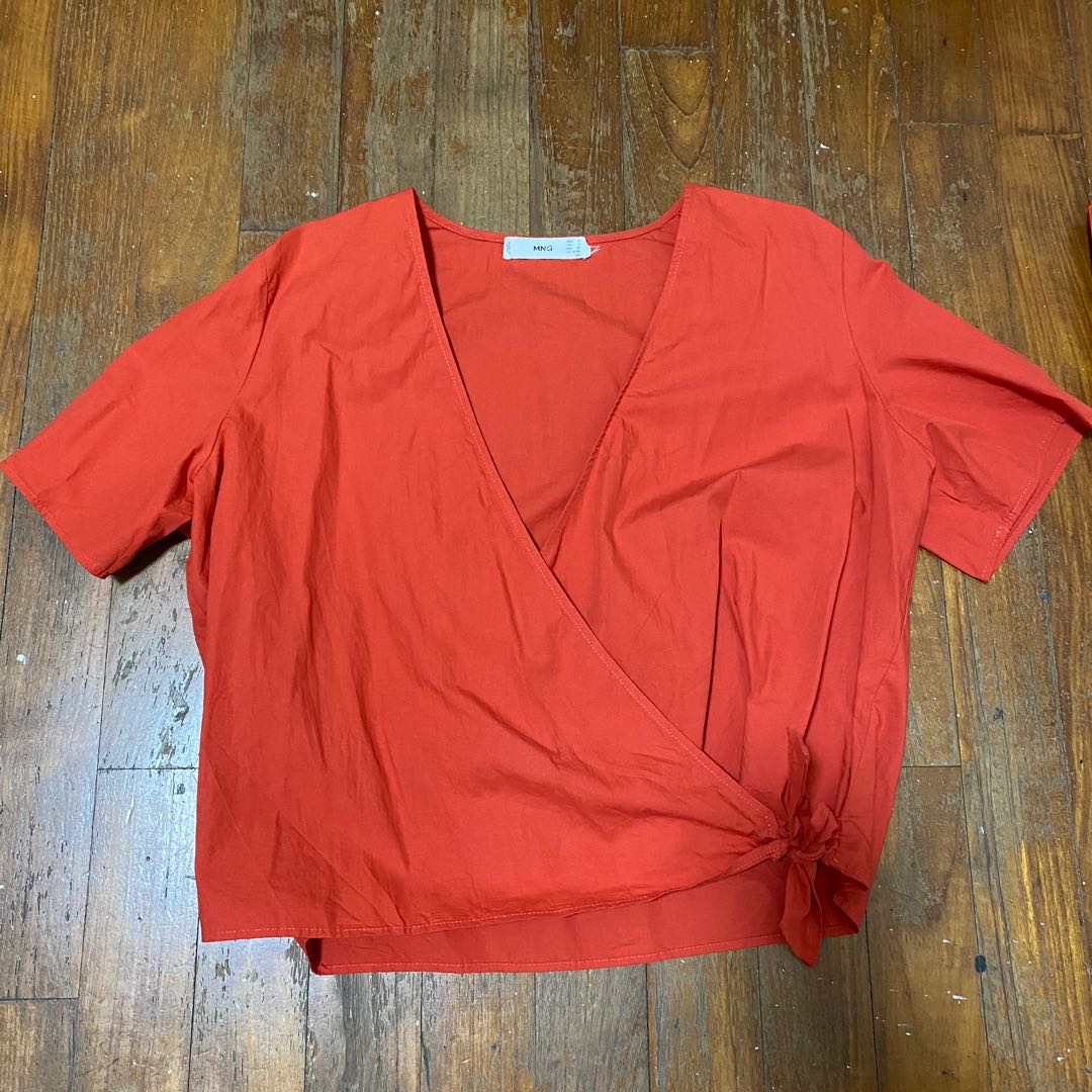 Red Wrap Top from Mango, Women's Fashion, Tops, Blouses on Carousell