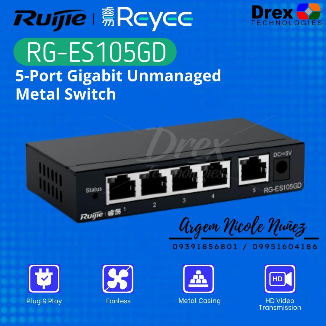 Ruijie-Reyee RG-ES105GD 5*10/100/1000Mbps RJ45 ports Metal, Computers ...