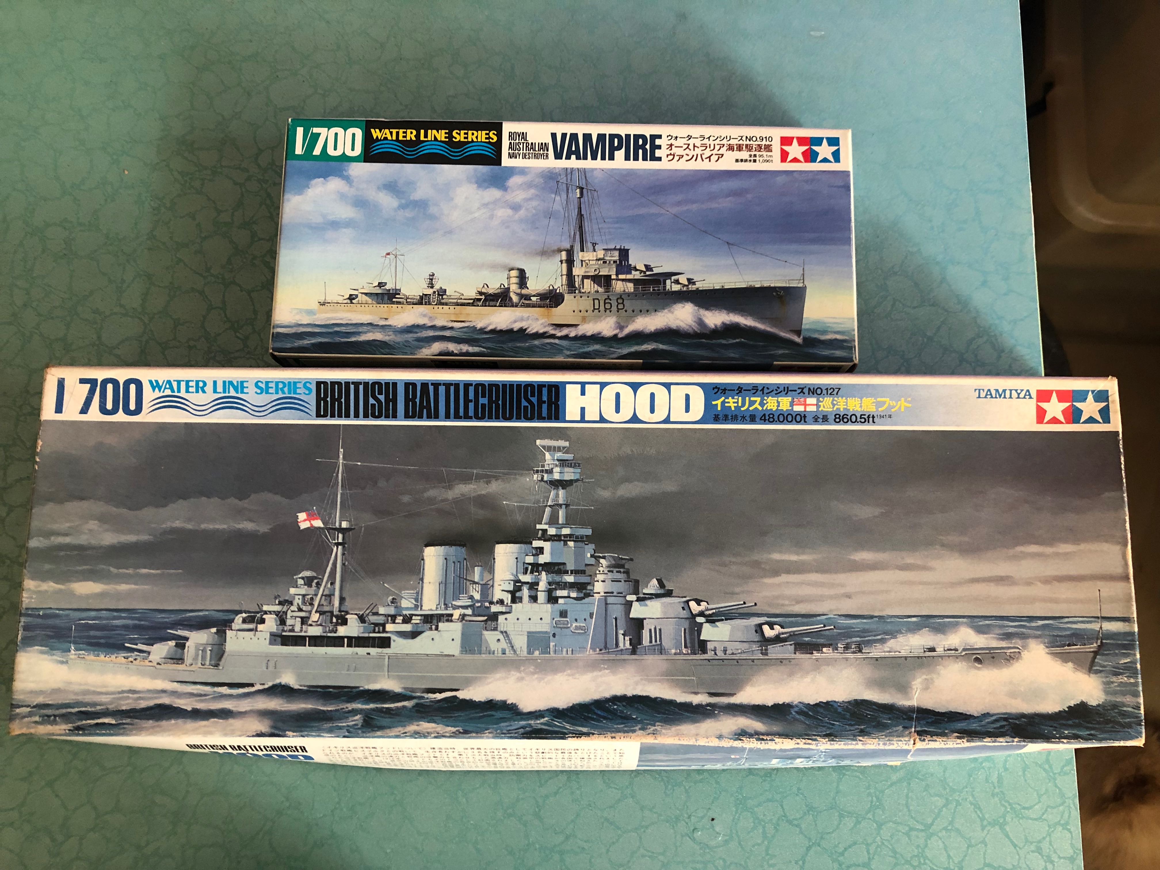 Tamiya 1/700 HMS Hood + Vampire $100, 興趣及遊戲, 玩具 & 遊戲類 - Carousell