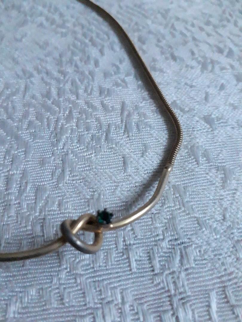 Vintage Biagi Gold-Tone Knot with Green Stone Necklace, Women's Fashion ...