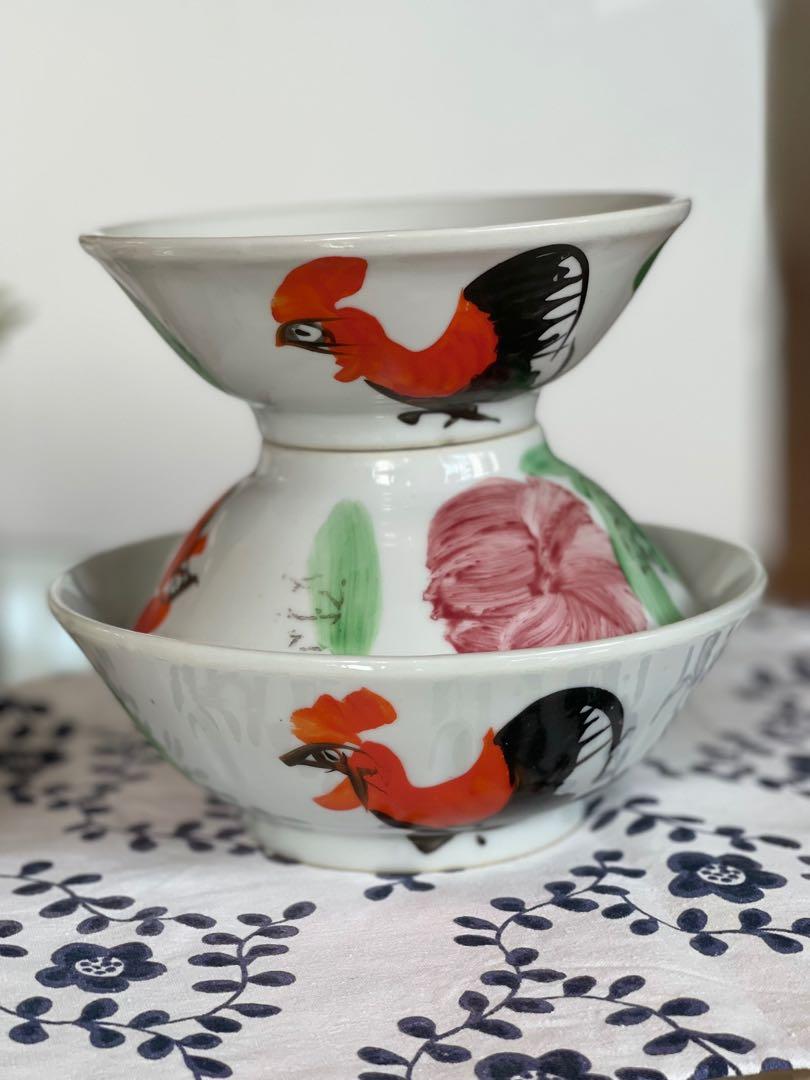 Vintage Rooster Bowl Small & Large, Furniture & Home Living ...