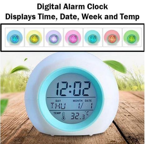 A28 Digital Alarm Clock Colour Changing Glowing LED Time Date ...
