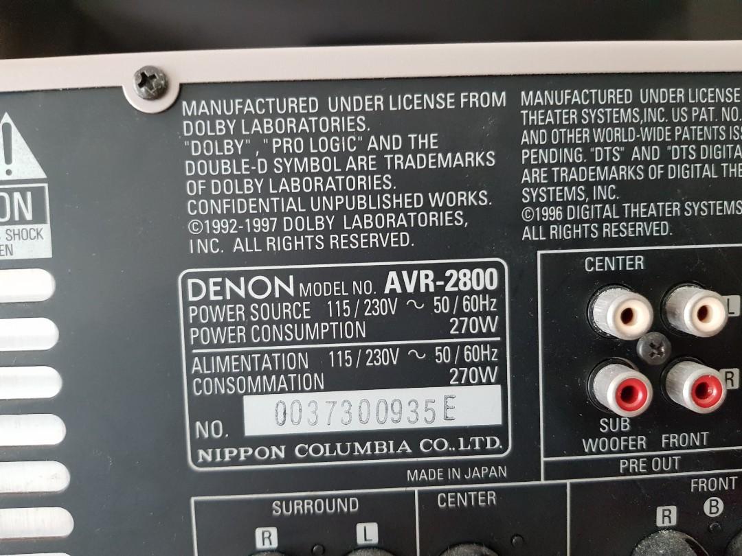 Denon AVR2800 Made in Japan (Price Reduced), Audio, Soundbars, Speakers ...