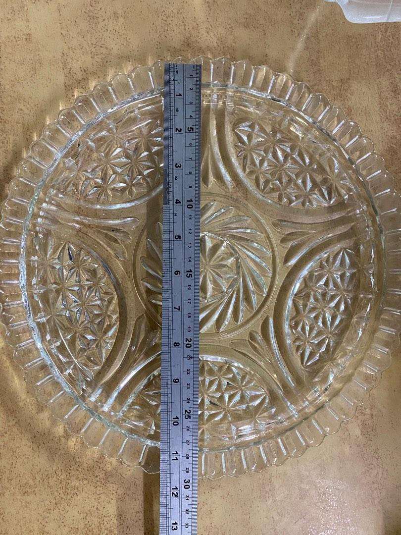 Anchor Hocking Round Cut Glass 12" Sandwich Plate Star Arch Design ...